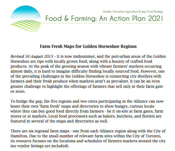 Farm Fresh Maps for Golden Horseshoe Regions | Sustain Ontario