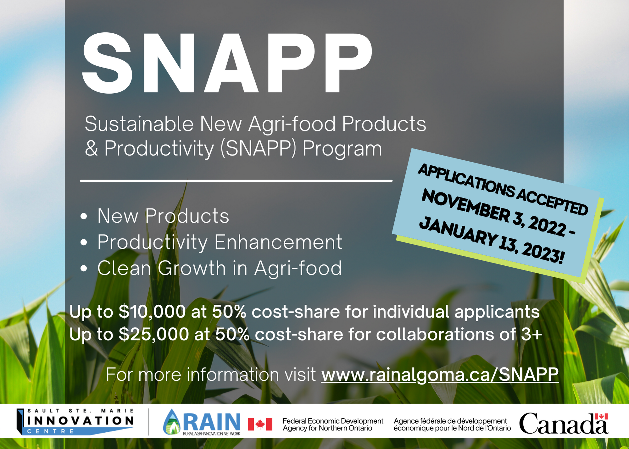 Sustainable New Agri-Food Products and Productivity Program Intake ...