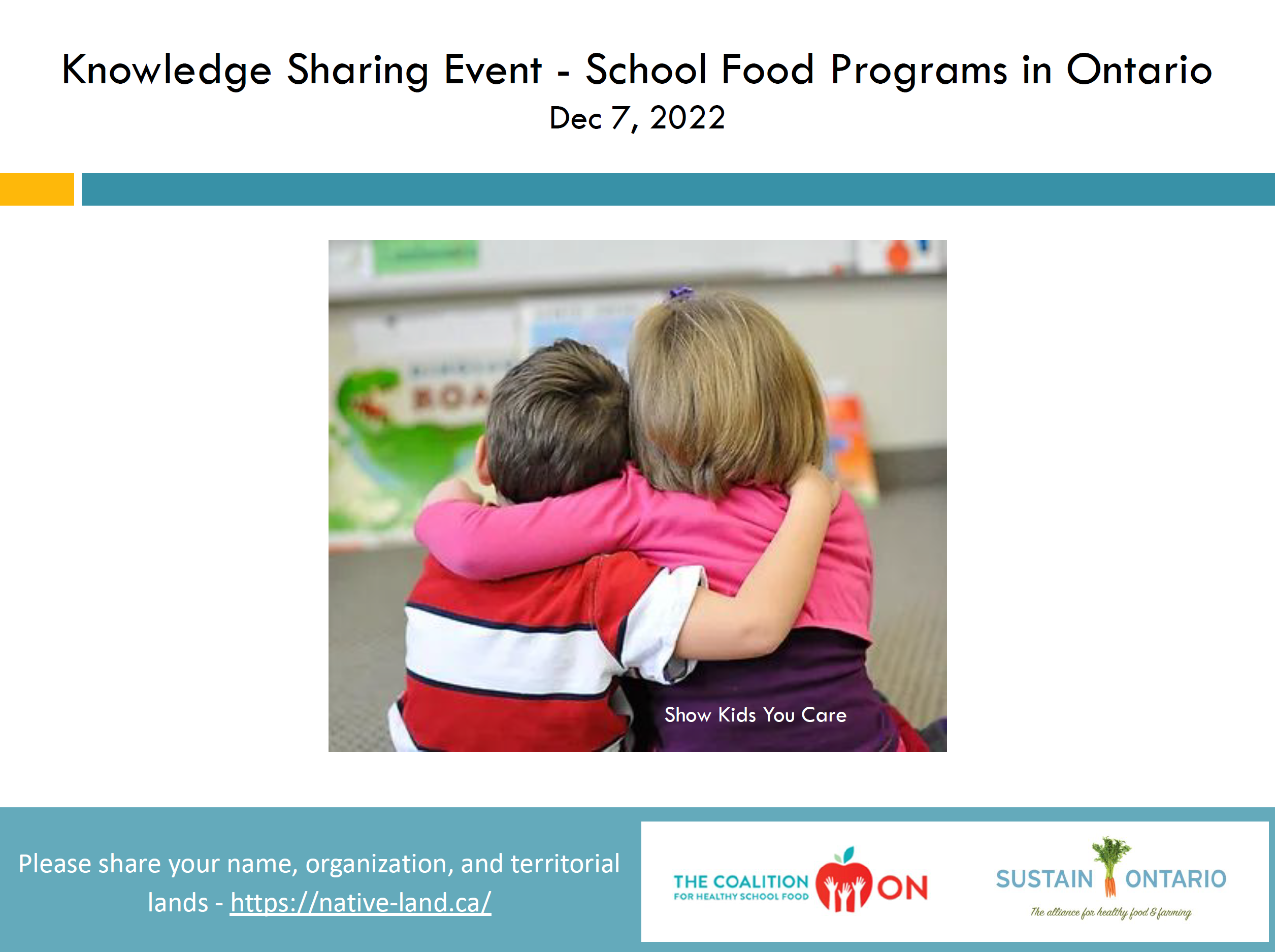 December 7 Knowledge Sharing Event on School Food Programs in Ontario ...