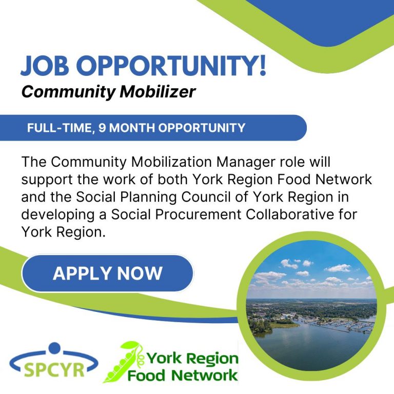 York Region Food Network hiring Community Mobilizer | Sustain Ontario