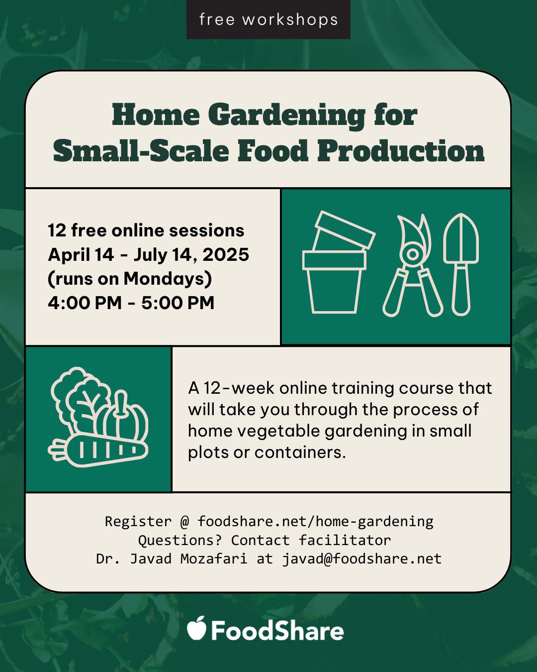 FoodShare online training course: Home Gardening for Small-Scale Food ...