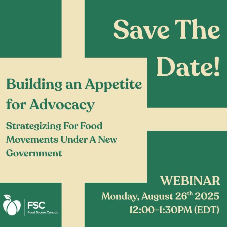 Food Secure Canada webinar: Building an Appetite for Advocacy | Sustain ...